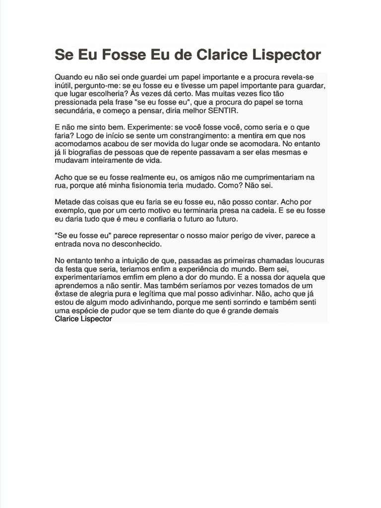 Se Eu Fosse Eu de Clarice Lispector - Compress PDF | PDF