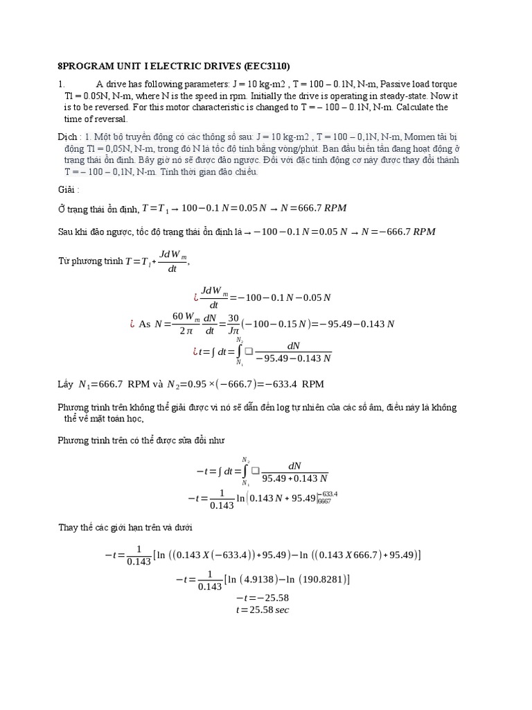 Program Unit I Electric Drives | PDF