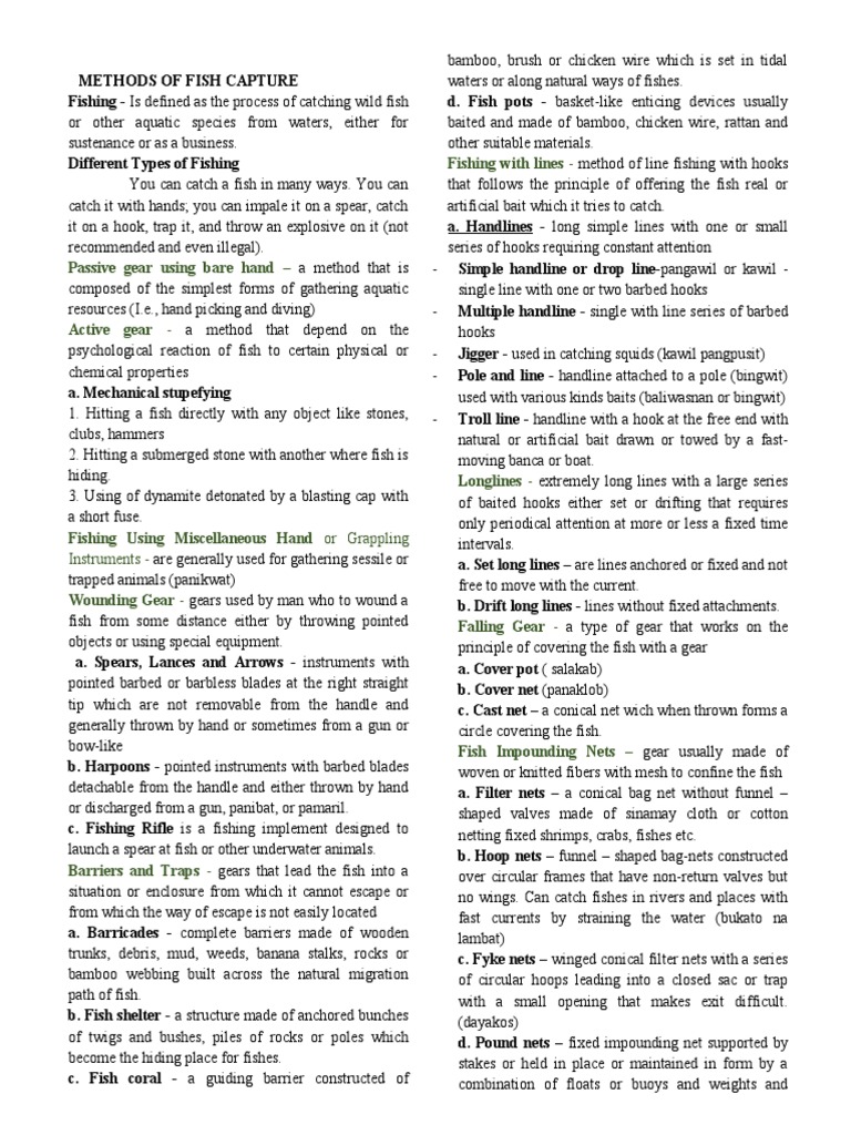 Copy METHODS OF FISH CAPTURE | PDF | Trawling | Fish And Humans