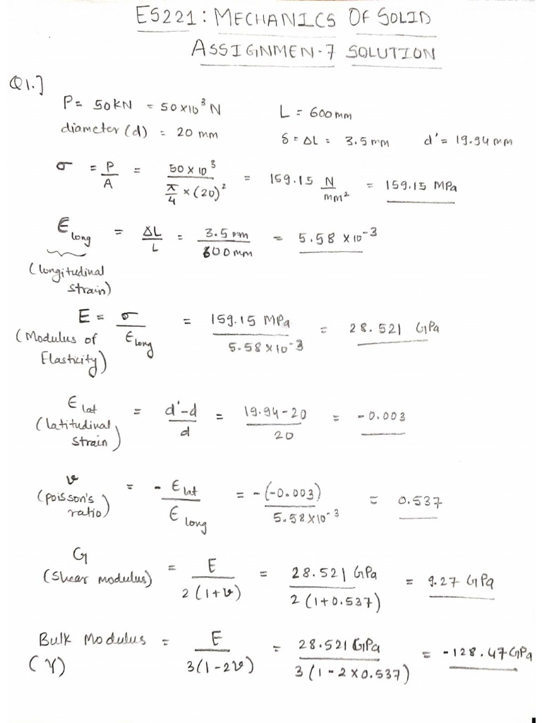 Mechanics of Solids Solution | PDF