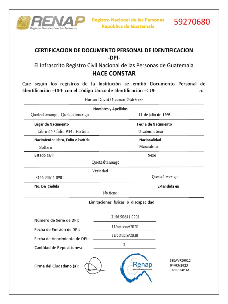 Certificación DPI | PDF