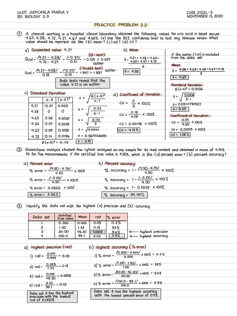 Practice Problems 2.2 - ULEP, JUDYCARLA MARIA V PDF | PDF | Accuracy ...