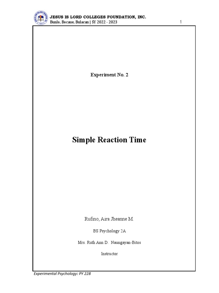 Simple Reaction Time - Lab Report | PDF | Mental Chronometry | Memory