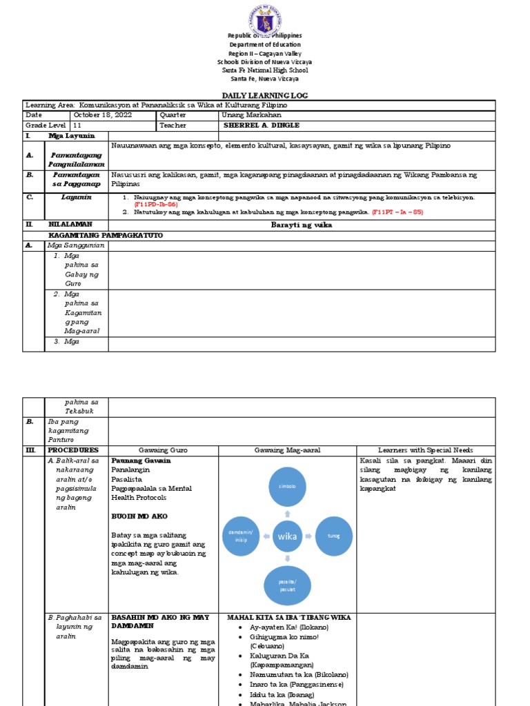 MY DLL COT1 Barayti NG Wika | PDF