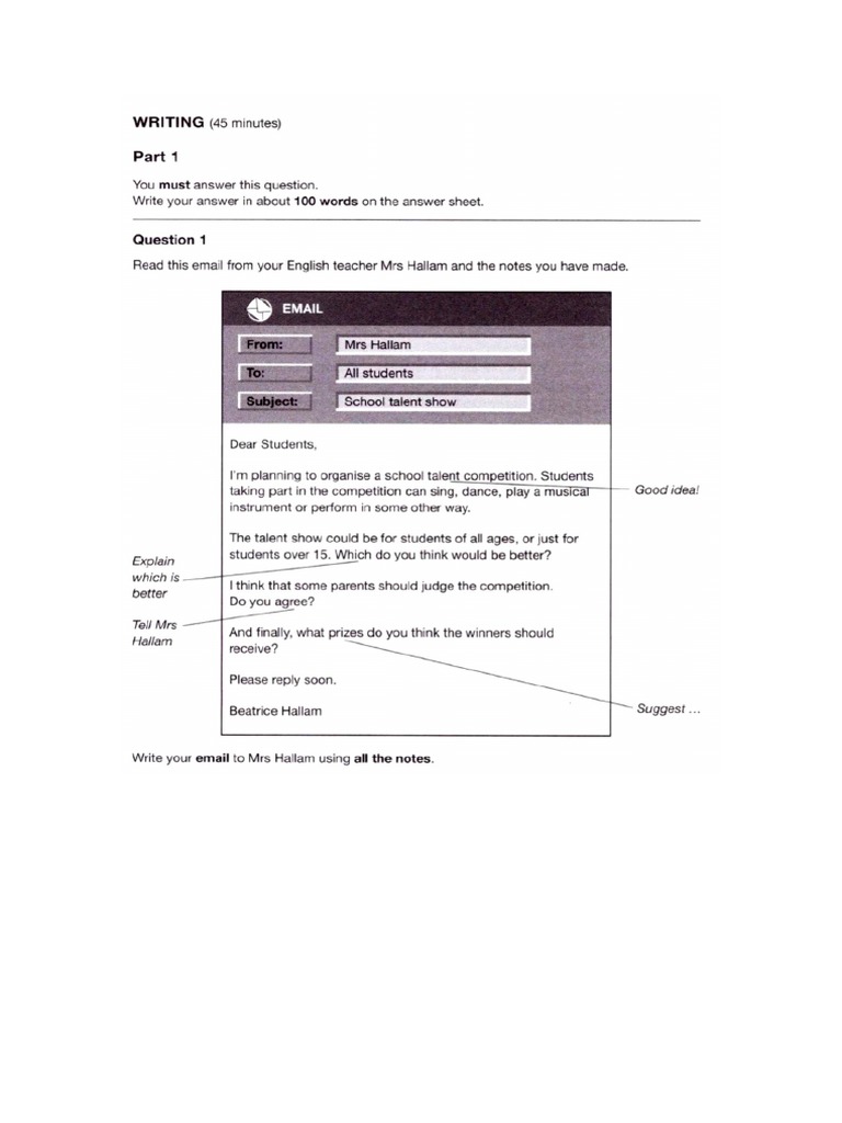 PET Writing - Diagnostic | PDF