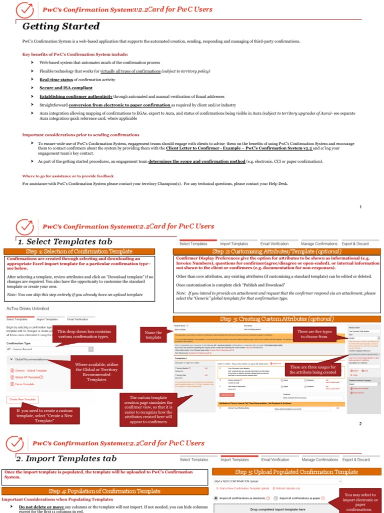 PwCs Confirmation System v2.2 Auditor Quick Ref Card FINAL 29 September ...