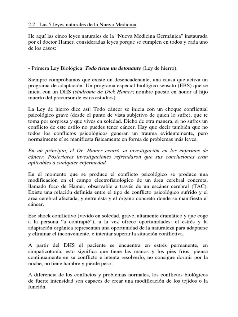 2.7 Las 5 Leyes Naturales de La Nueva Medicina | PDF | Microorganismo | Percepción