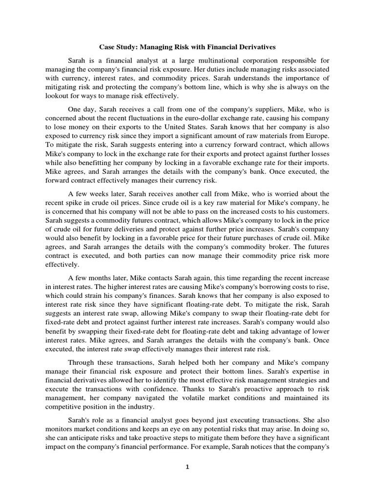 9.1. Case Study - Managing Risk With Financial Derivatives | PDF ...