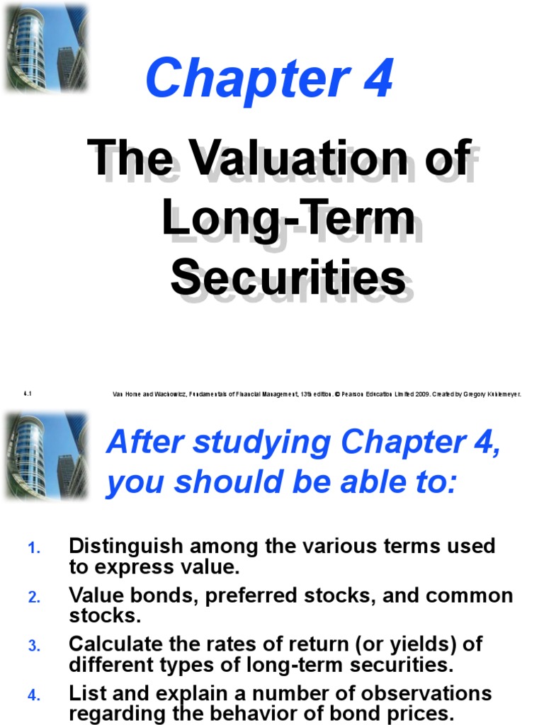 Chapter 4 The Valuation of Long Term Securities | PDF | Bonds (Finance) | Valuation (Finance)