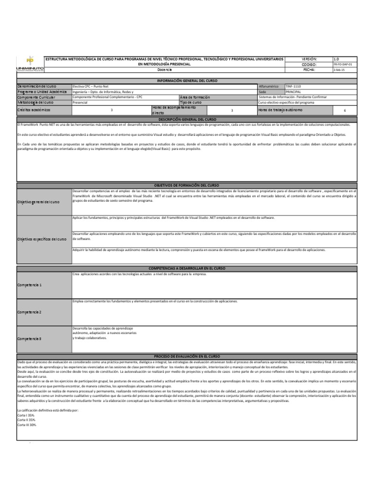 Electiva CPC 2 | PDF | Evaluación | .NET Framework