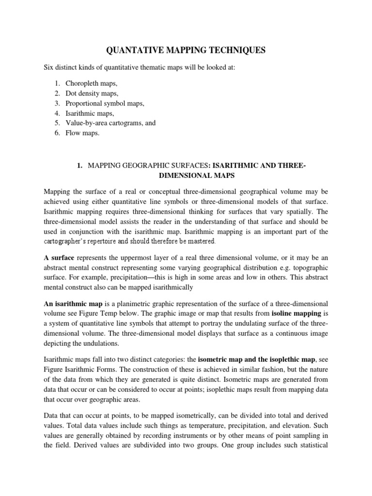 Quantative Mapping - (A) ISARITHMIC MAPS | PDF | Contour Line | Map