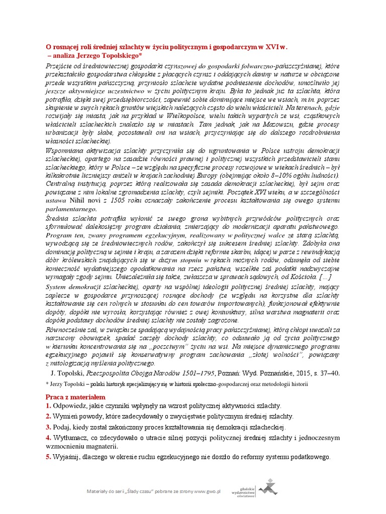 Rozdzial 11 Praca Z Tekstem o Rosnacej Roli Sredniej Szlachty 2 2 1 | PDF