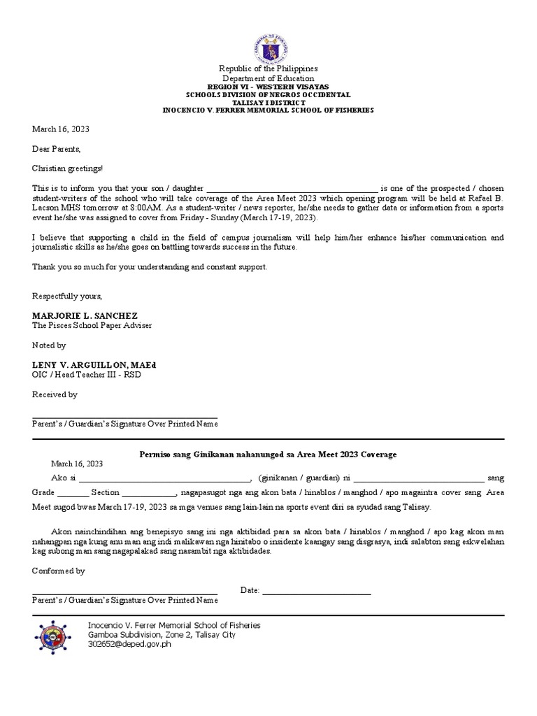 Letter To Parents - Student-Writers | PDF | Social Institutions