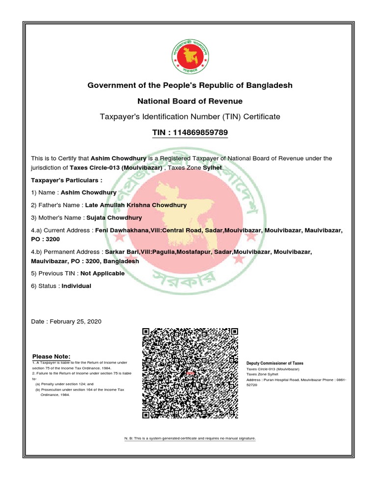 NBR Tin Certificate 114869859789 PDF | PDF