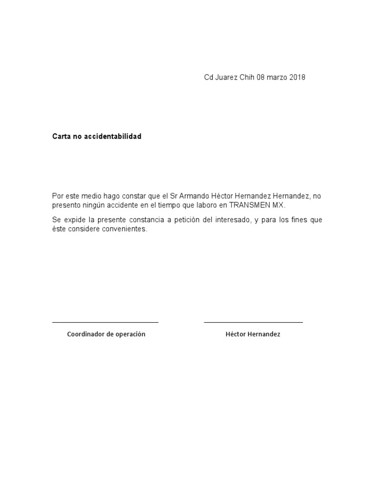 Carta No Accidentes | PDF