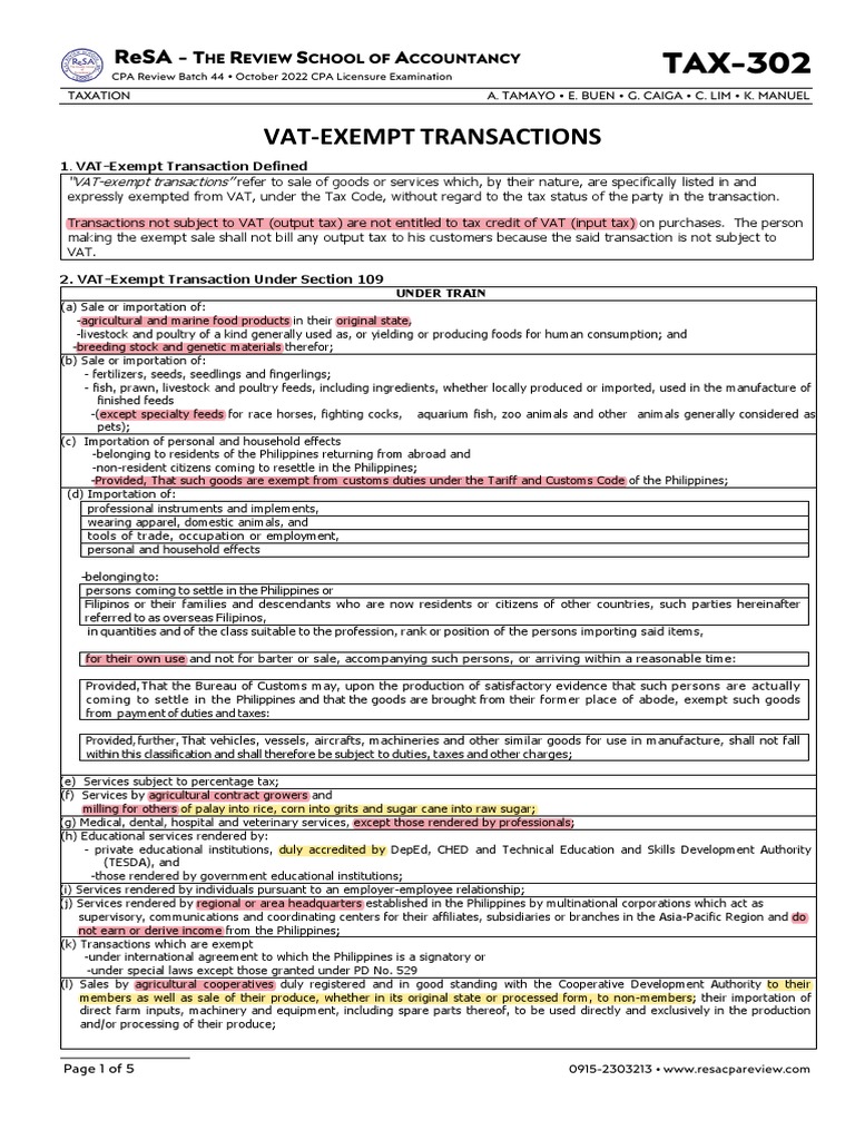 TAX-302 (VAT-Exempt Transactions) PDF | PDF