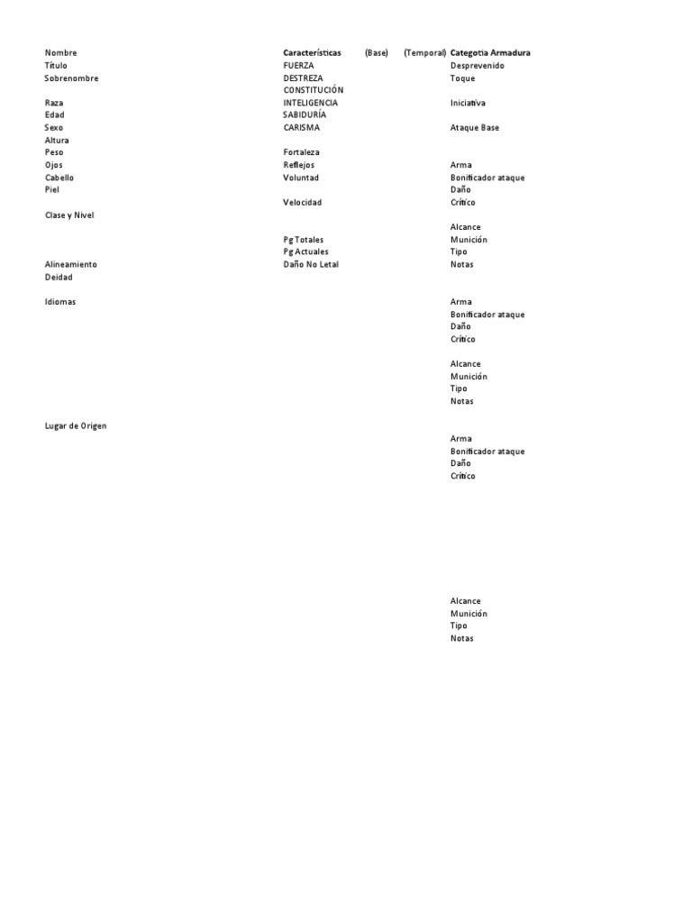 Hoja de Personaje | PDF