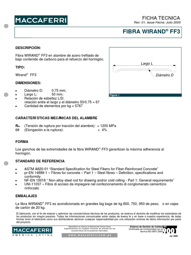 Fibra Metalica Wirand FF3 | PDF | Sector secundario de la economía | Materiales