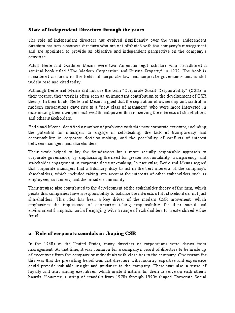 State of Independent Directors | PDF | Corporate Governance | Corporate ...