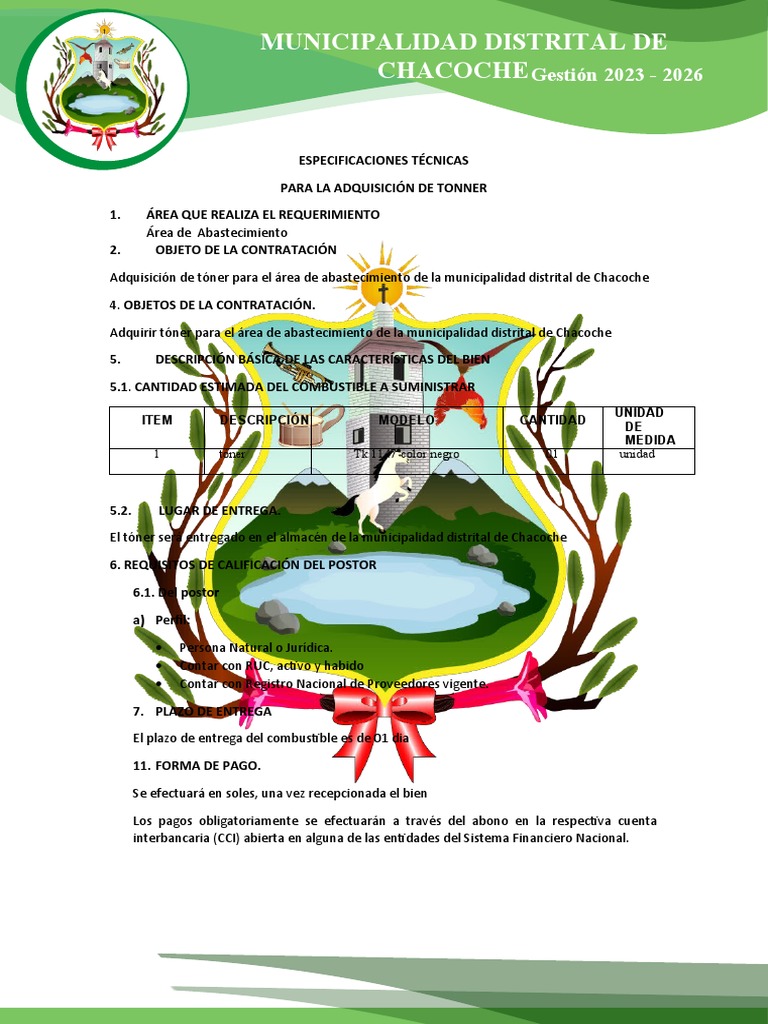 Adquisición de Tóner para Chacoche 2023-2026 | PDF