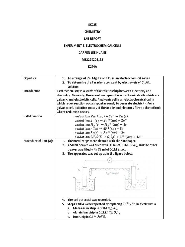 Lab Report 3 | PDF | Electrochemistry | Redox