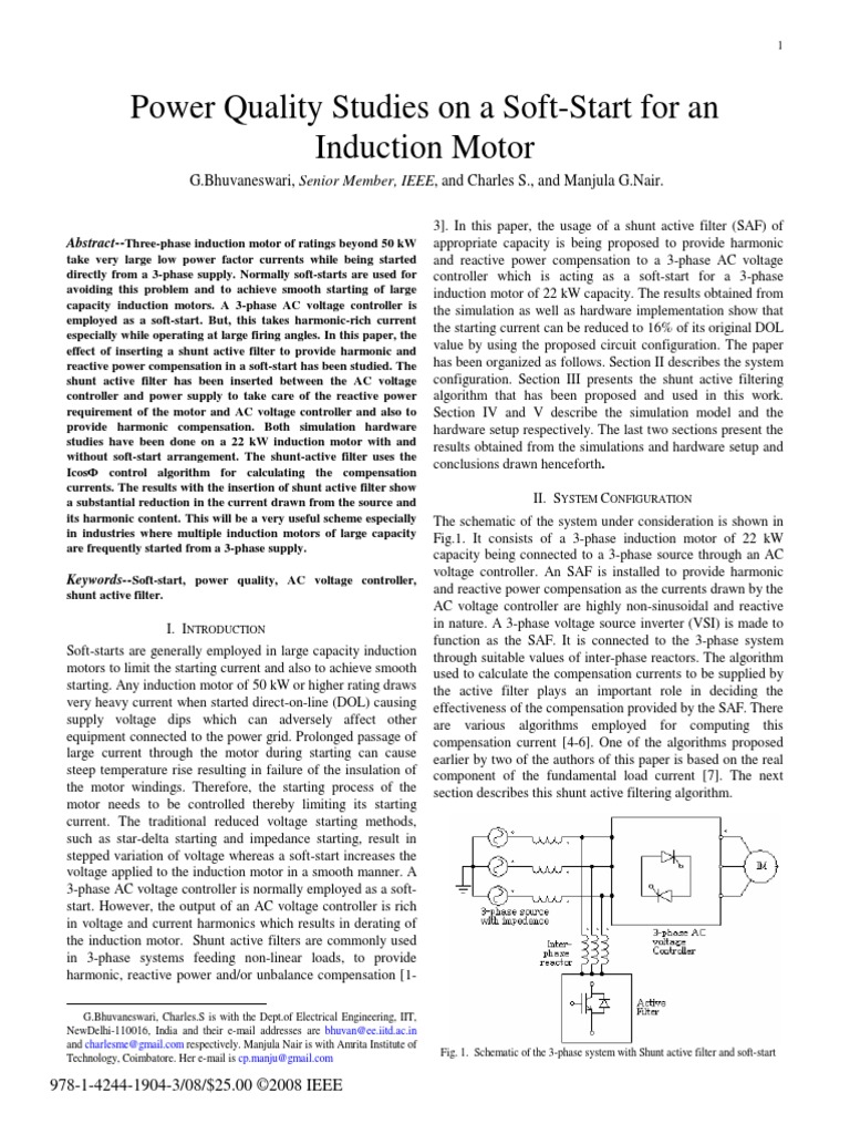 Power Quality Studies On A Soft-Start For An Induction Motor | PDF | Power Inverter | Electric Motor