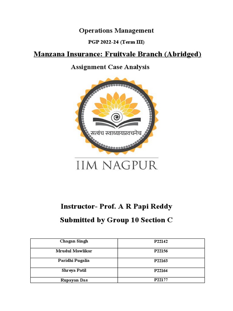 OM - Manzana Insurance Case Analysis | PDF | Insurance | Economies