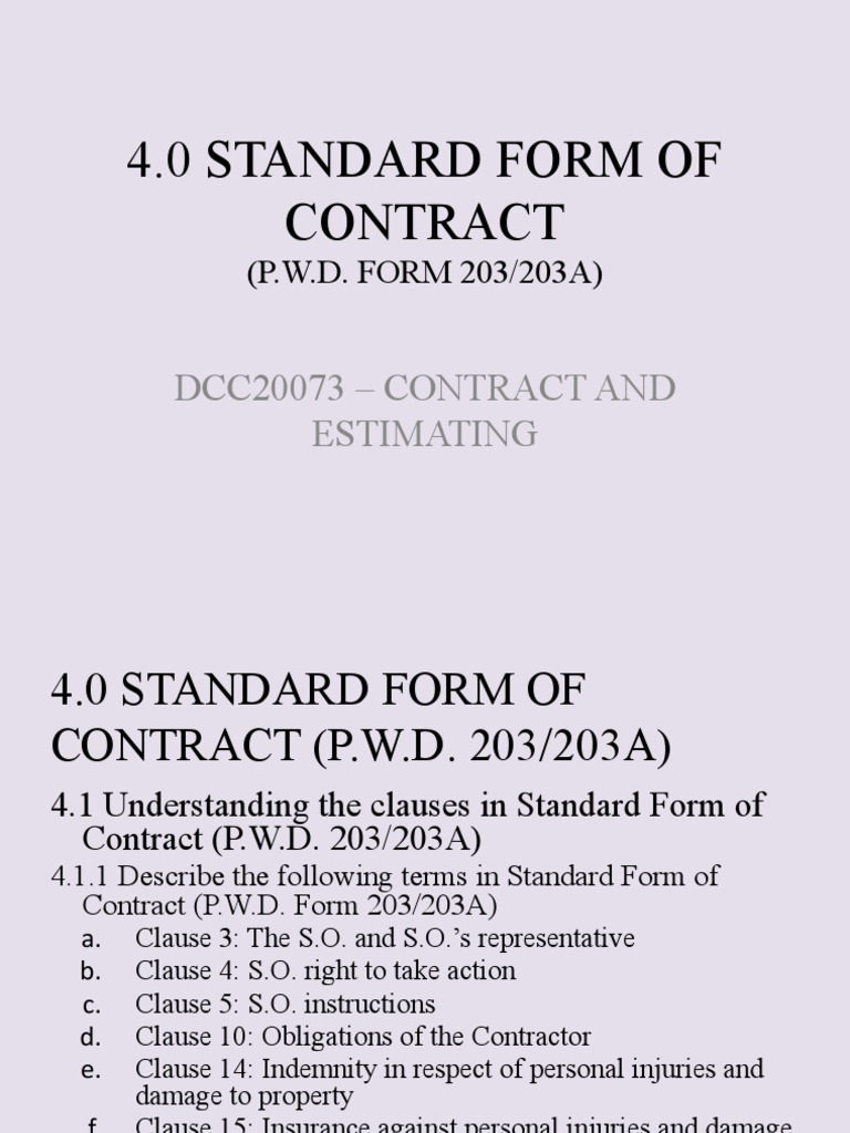 4 Standard Form of Contract - DCC20073 Poli PDF | PDF | Business ...