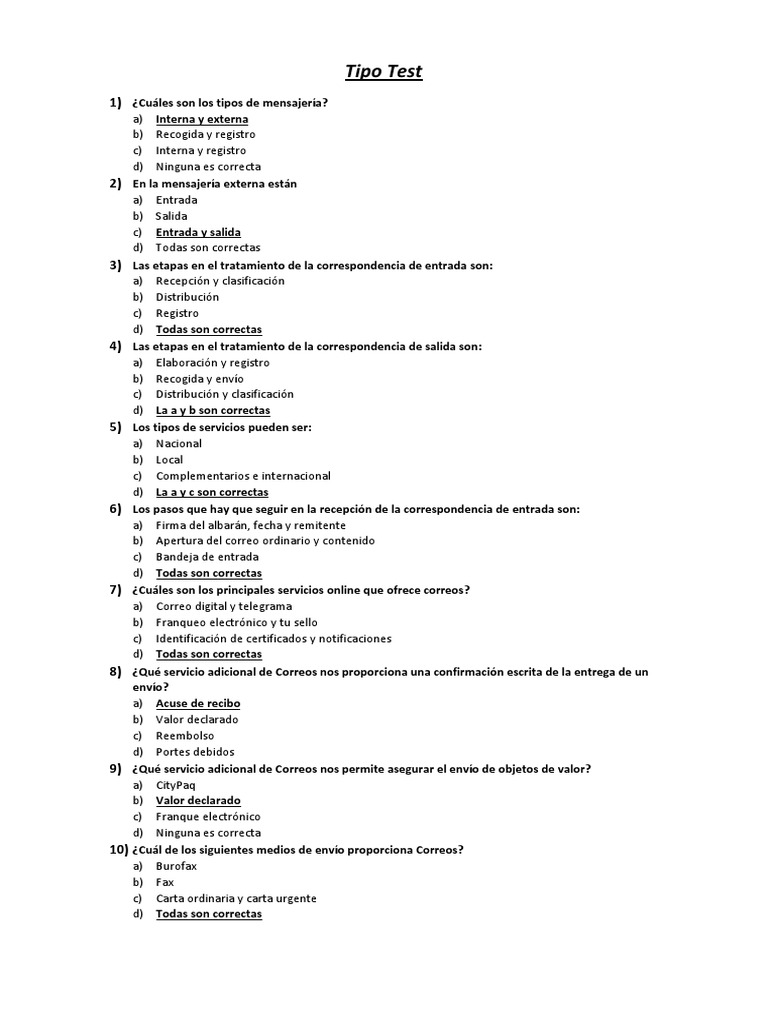 Tipo Test Comunicación PDF | PDF