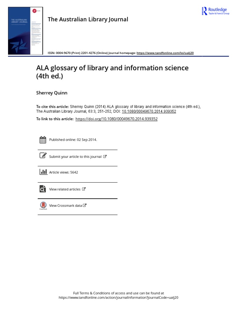 ALA Glossary of Library and Information Science 4th Ed | PDF | Books ...