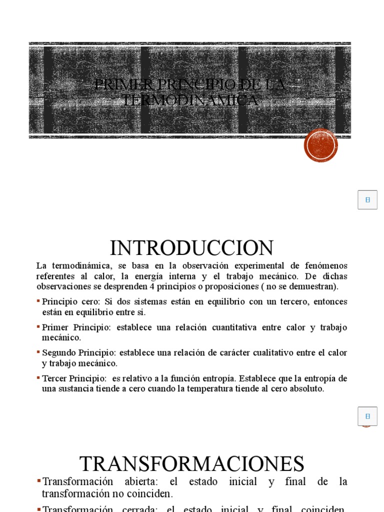 Primer Principio de La Termodinamica | PDF | Calor | Entalpía