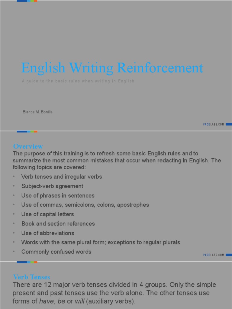 Technical Writing and English Reinforcement | PDF | Verb | Syntax
