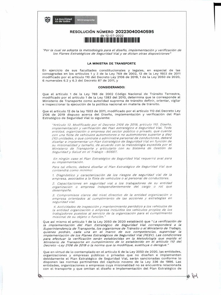 2022-Resolución 40595 de 2022 PDF | PDF