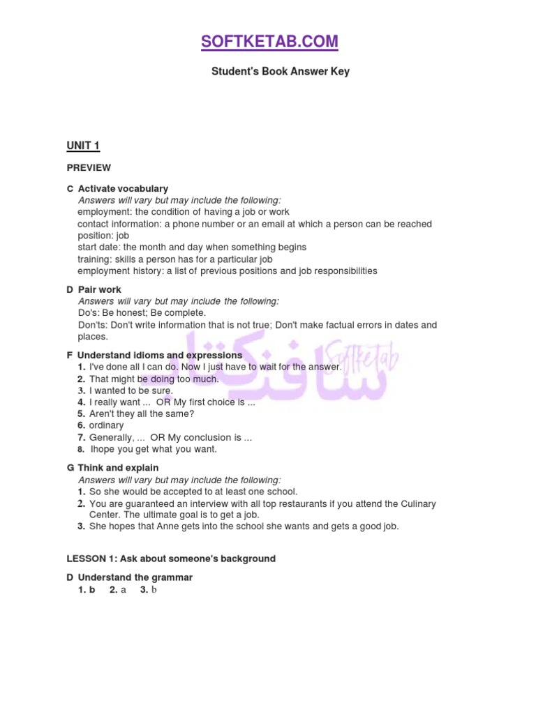 Summit 2A SB Answer Keys 3rd Edition | PDF | Laughter | Jokes