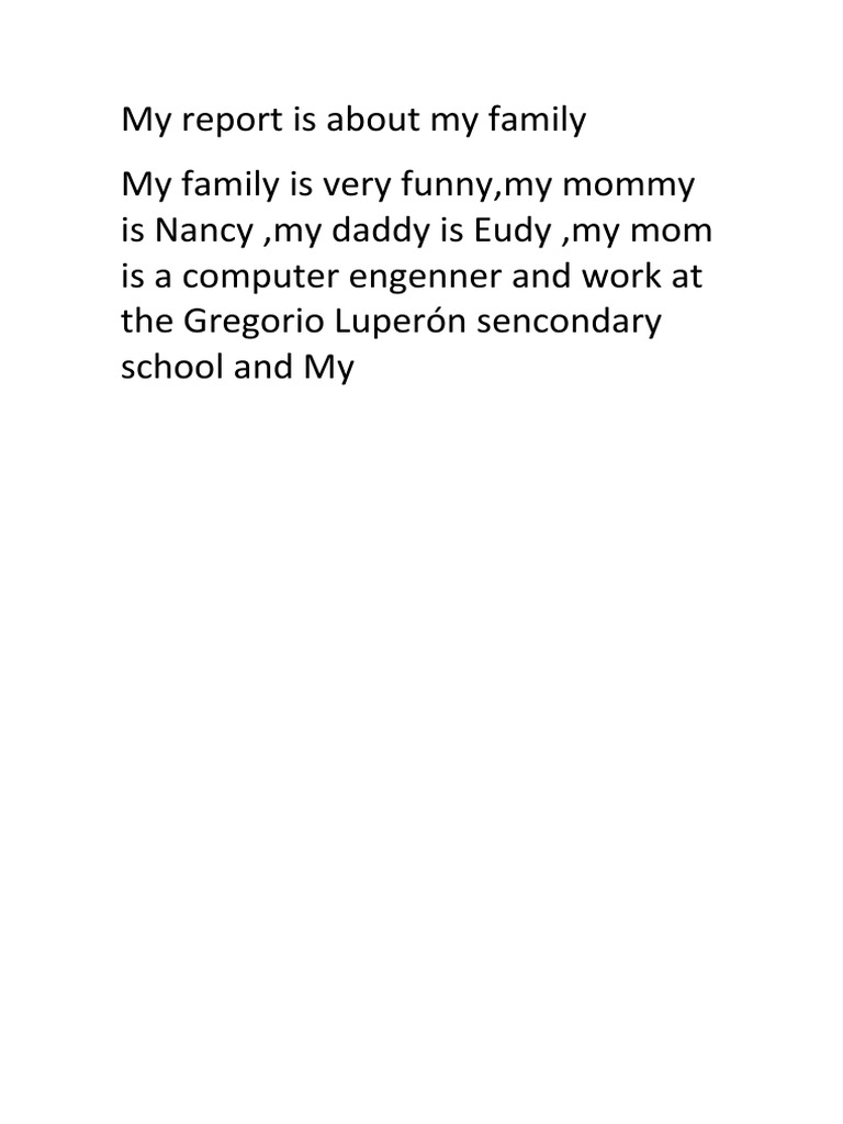 My Report Is About My Family | PDF