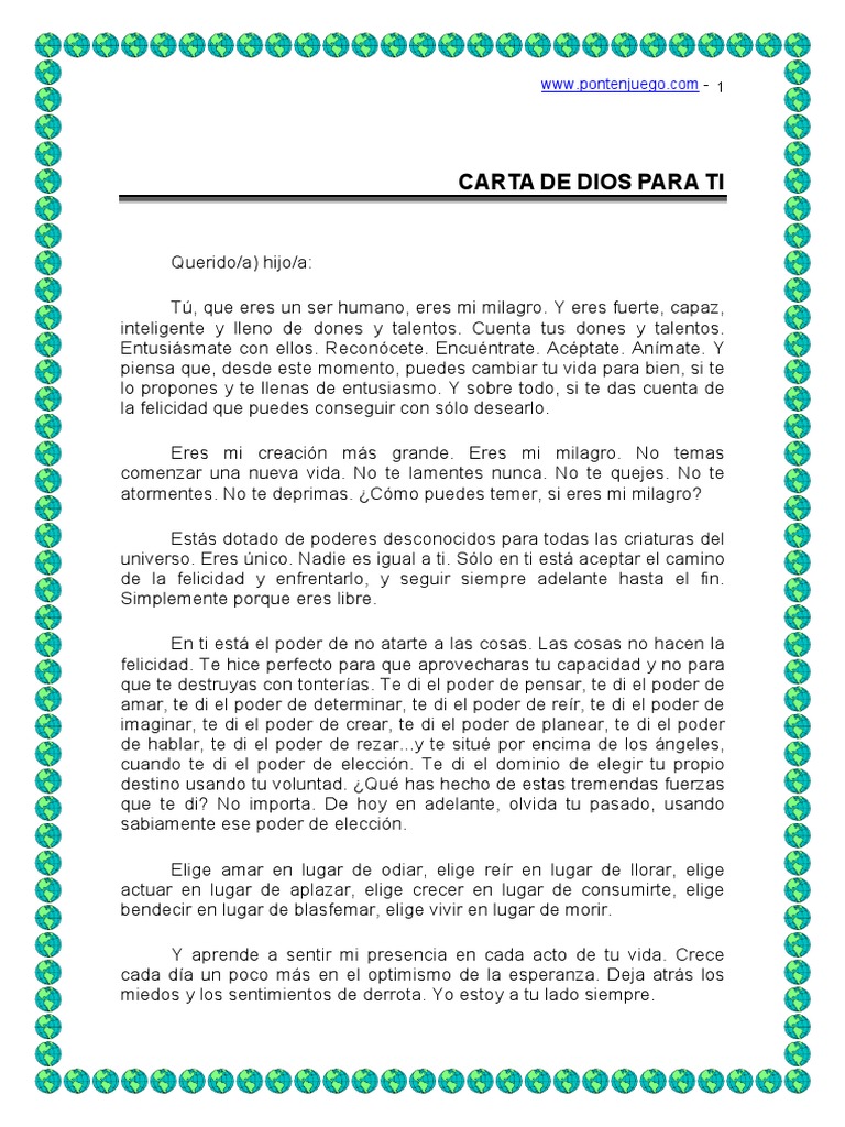 Carta de Dios | PDF | Amor | Oración