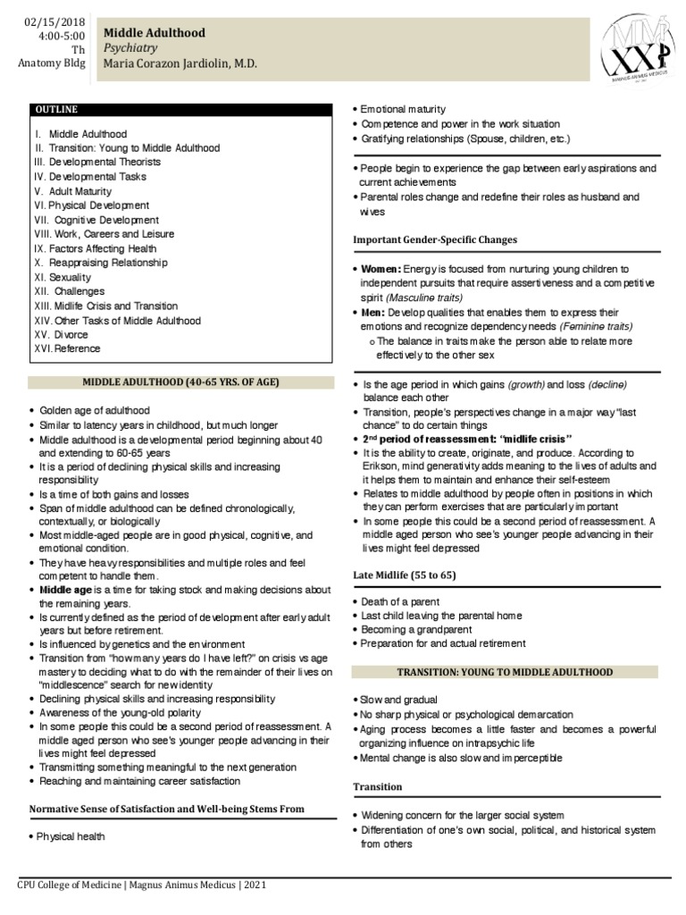 Midlife development tasks and challenges | PDF | Stress (Biology) | Obesity