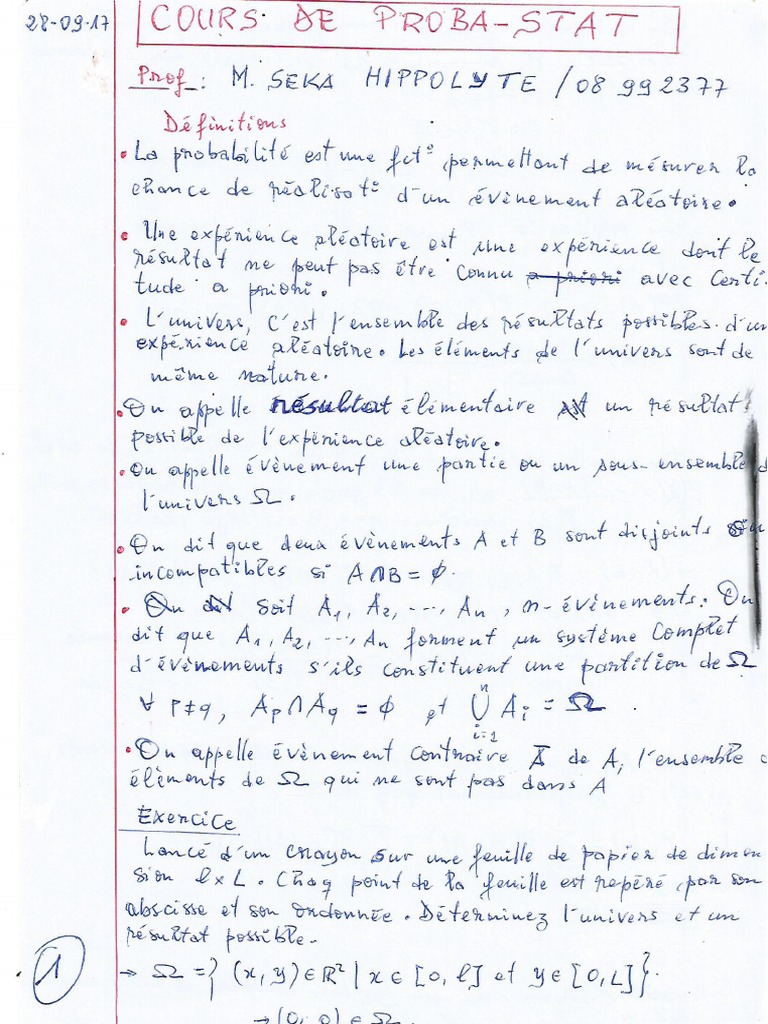 Cours Proba M Seka PDF | PDF