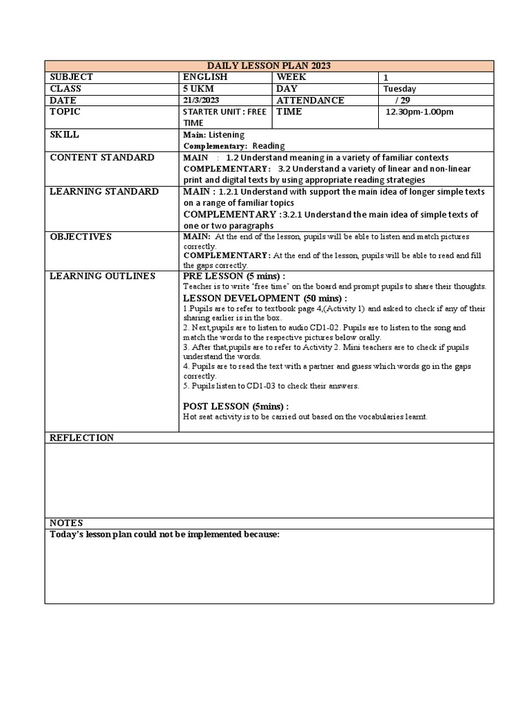 RPH BI Year 5 2023 20.3 | PDF | Lesson Plan | Cognitive Science