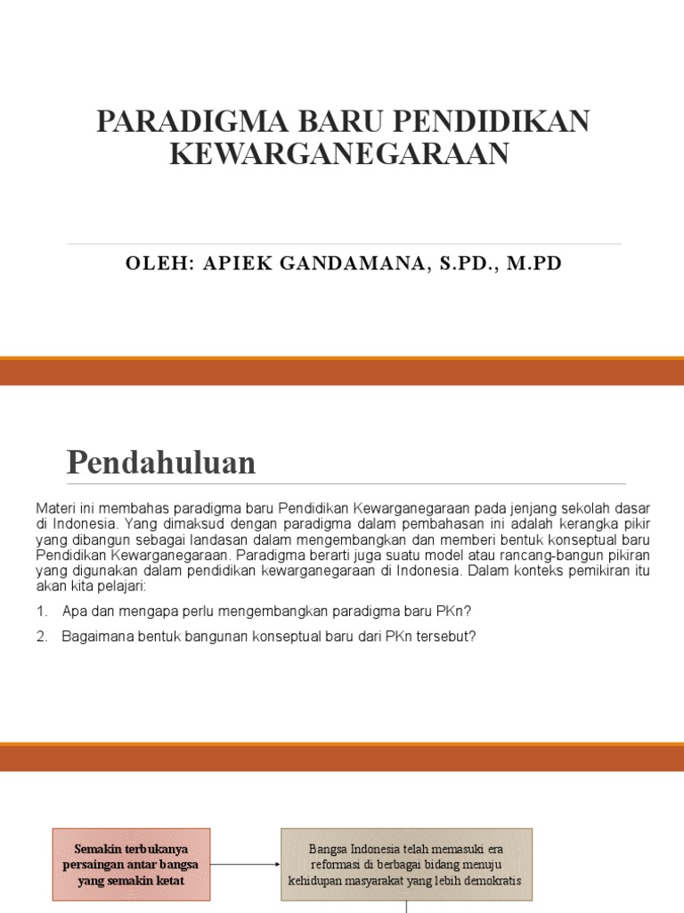 Paradigma Baru Pendidikan Kewarganegaraan | PDF