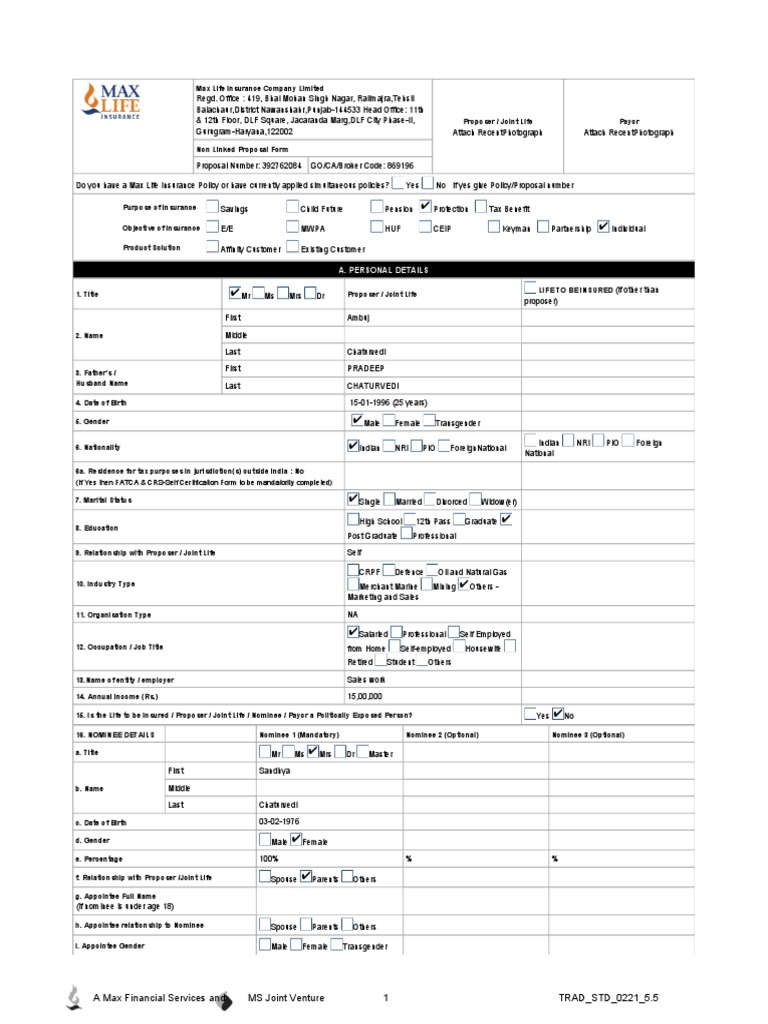 Proposal Form | Download Free PDF | Insurance | Banks