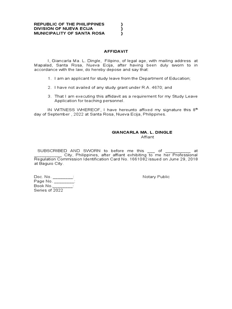 Affidavit of No Existing Scholarship | PDF | Social Science | Law