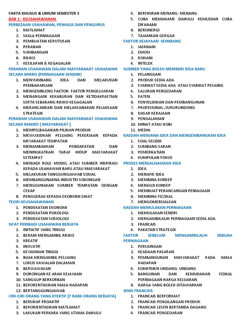 Fakta Khusus & Umum Sem 3 | PDF