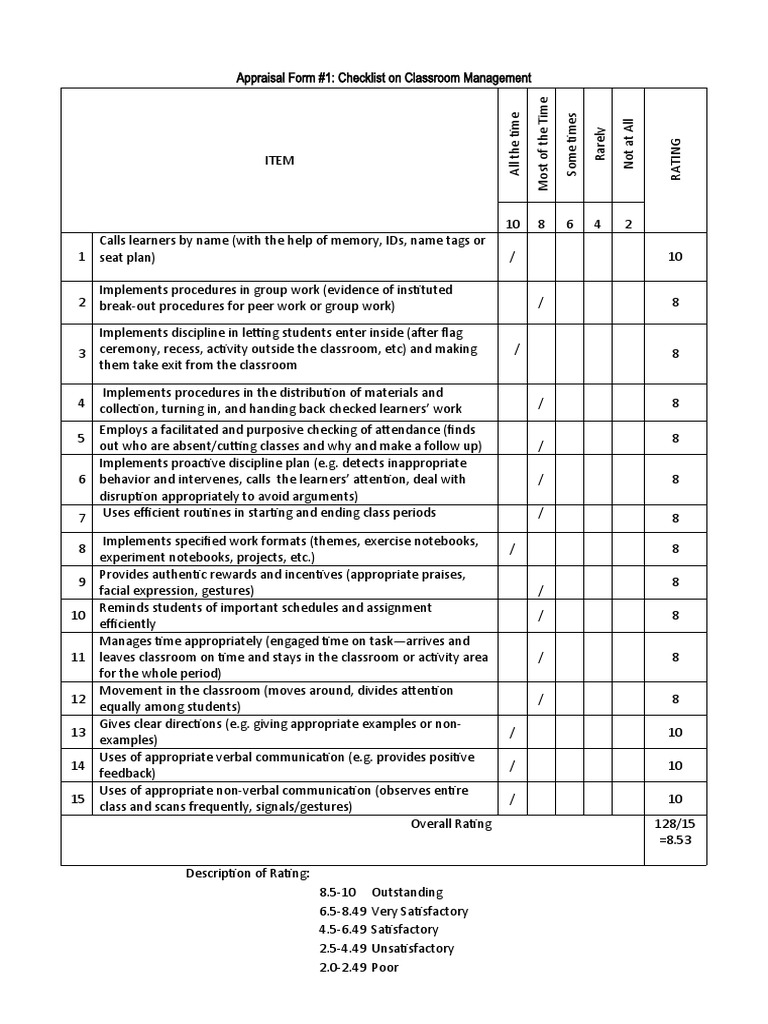 Checklist for Classroom Management and Maintaining a Clean, Conducive Learning Environment | PDF ...