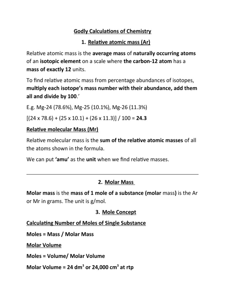 Calculations | PDF | Mole (Unit) | Chemical Compounds
