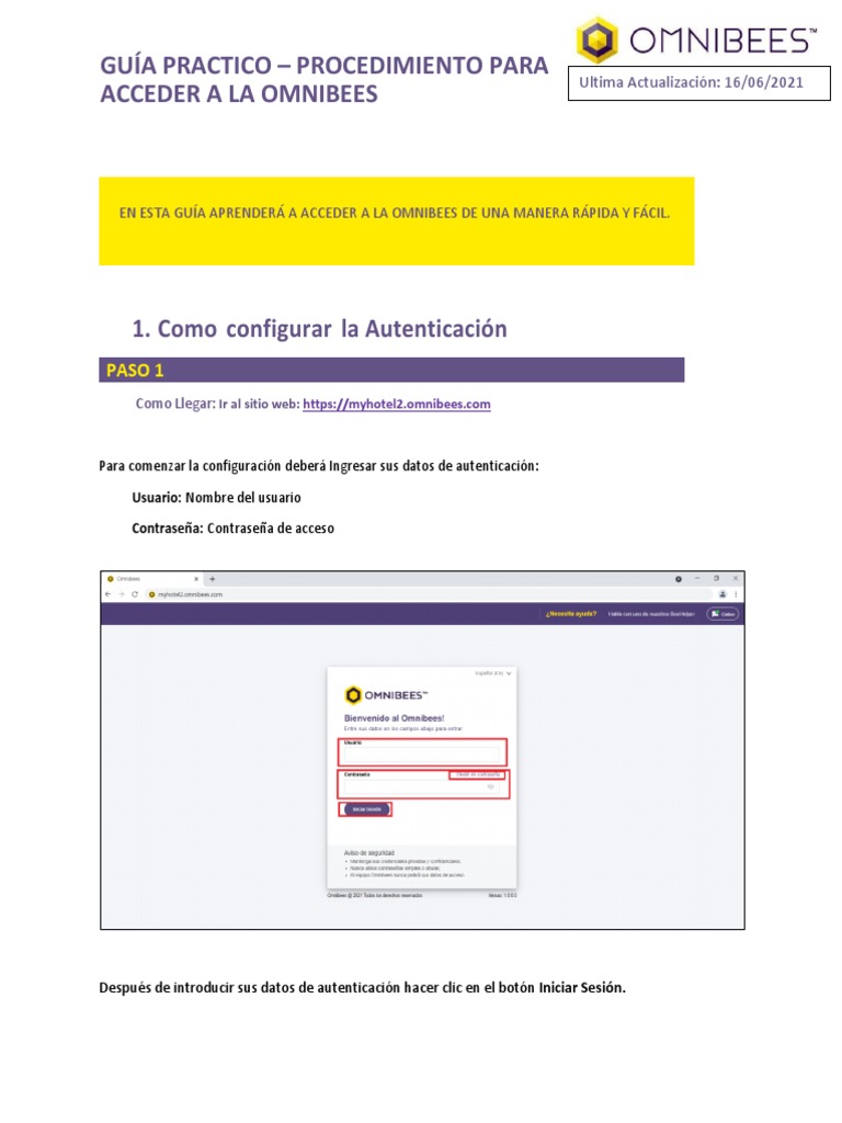 Acceso a Omnibees: Guía Práctica | PDF | Contraseña | Autenticación