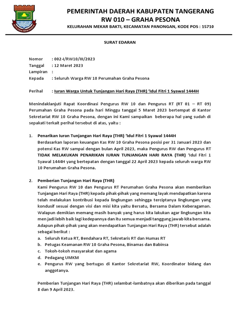 Surat Edaran THR PDF | PDF | Olahraga & Rekreasi | Perjalanan