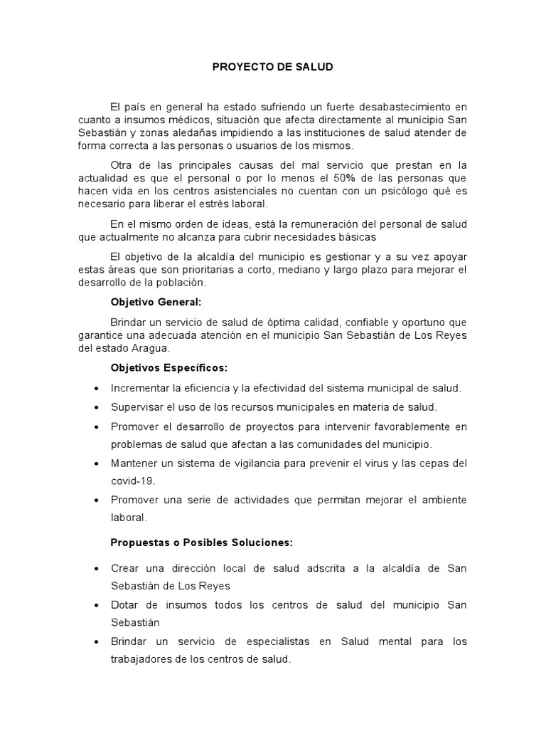 Proyecto de Salud | PDF