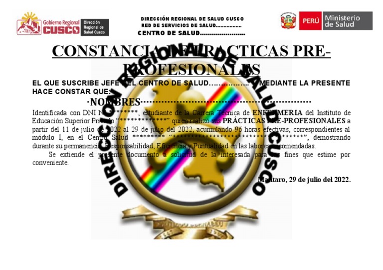 Constancia de Practicas Pre | PDF
