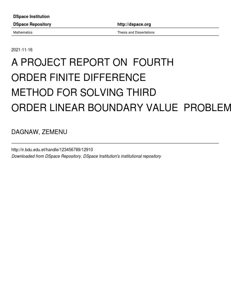 Fourth Order Finite Difference Method | PDF | Differential Equations ...